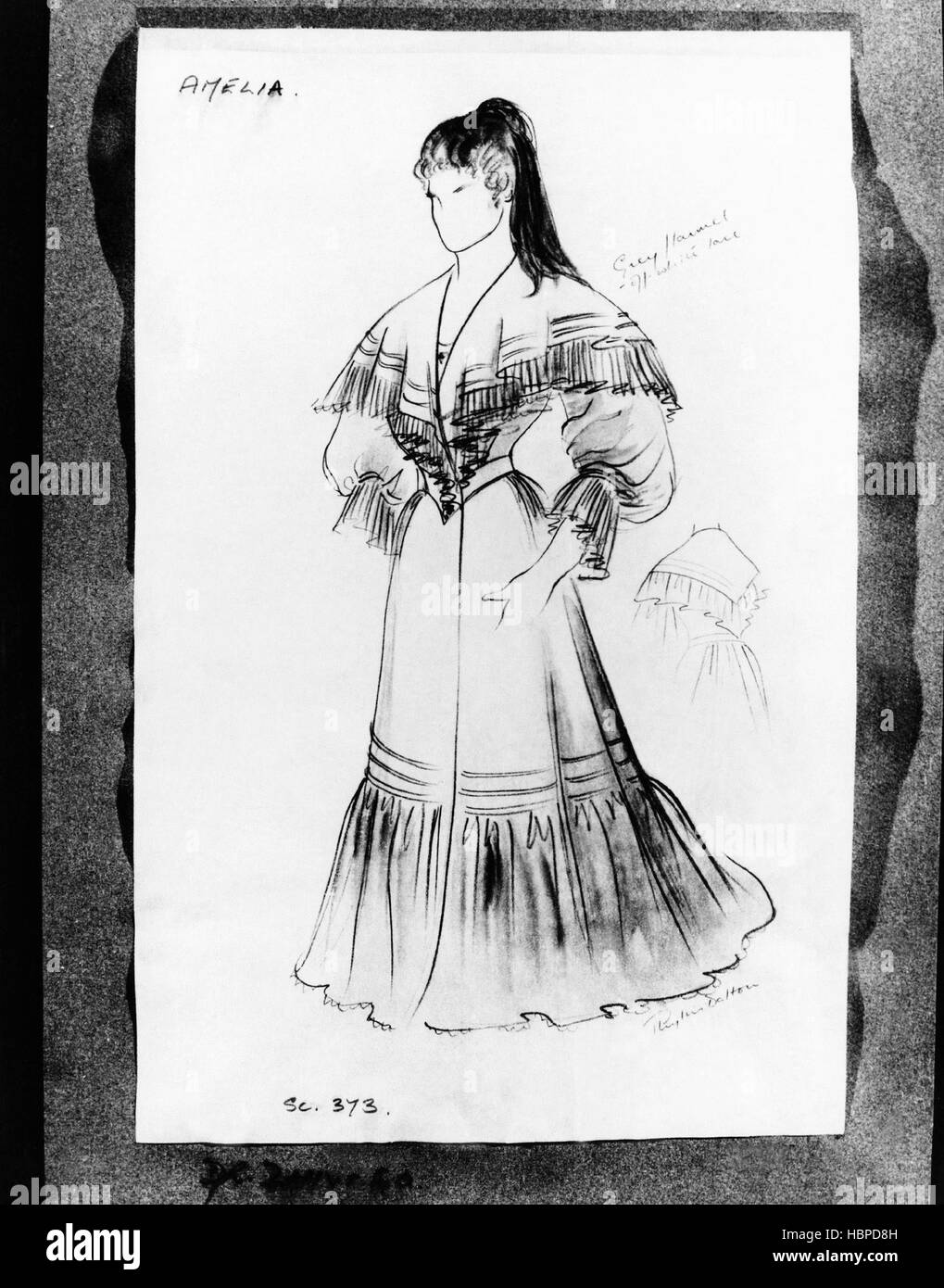 DOCTOR ZHIVAGO, costume design sketch signed at bottom of dress by ...