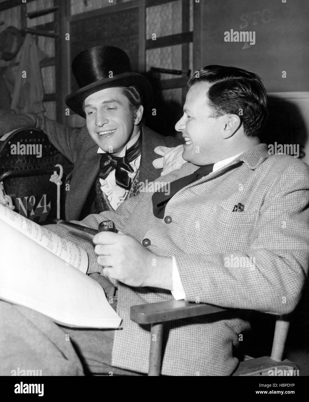 DRAGONWYCK, Vincent Price with director, Joseph Mankiewicz, on-set ...