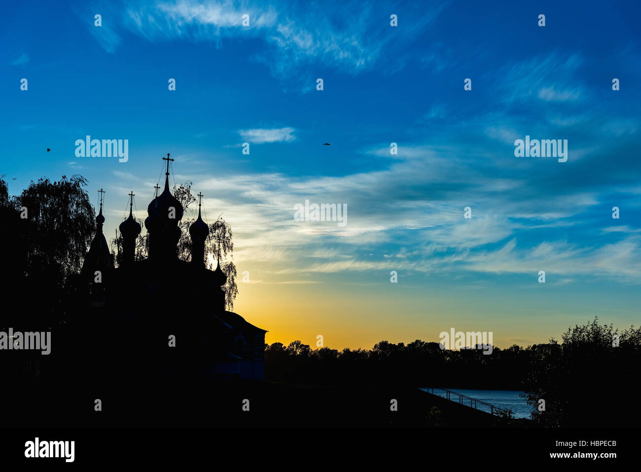 temple church sunset Stock Photo - Alamy