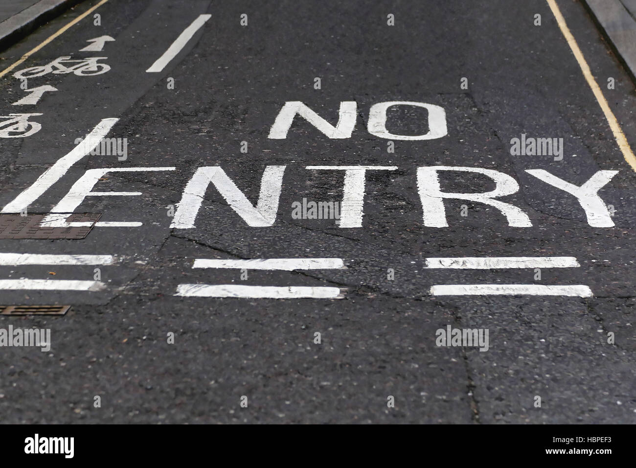 Bike by no entry sign hi-res stock photography and images - Alamy