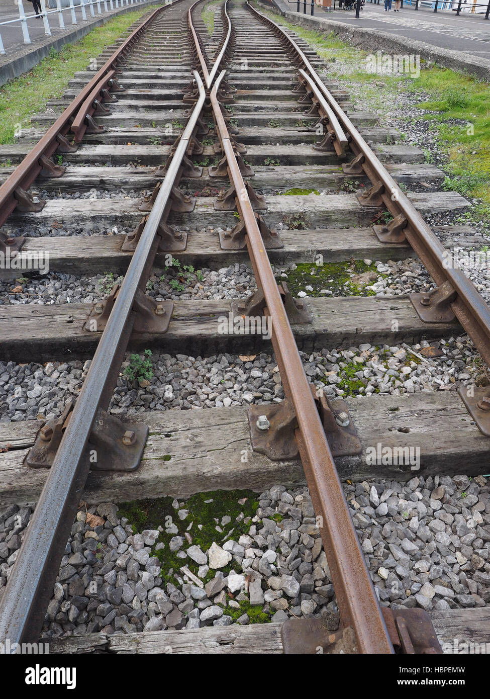 Railway track detail Stock Photo - Alamy
