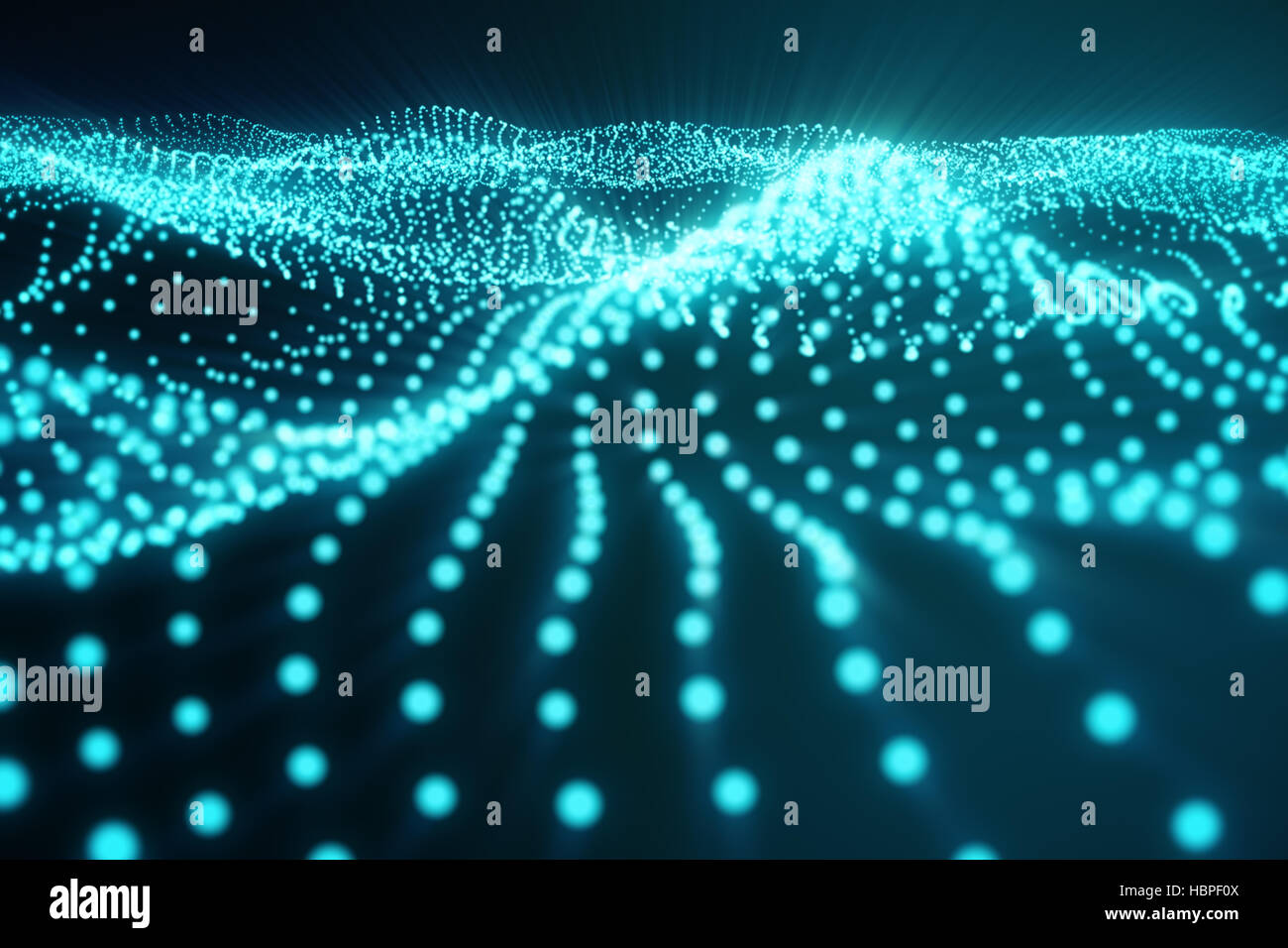3d rendering abstract polygonal wave background with connecting dots ...