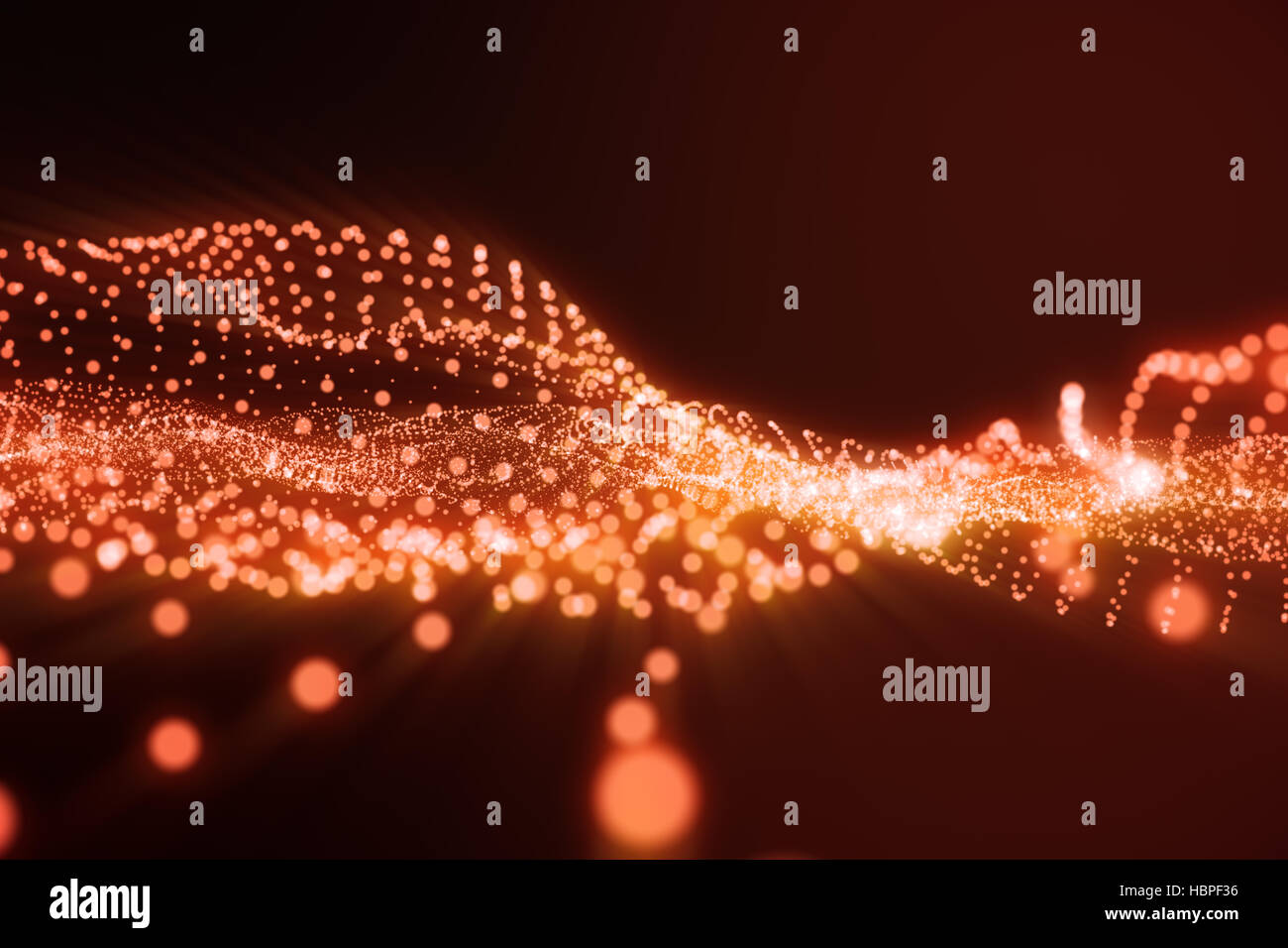 3d rendering Hi-tech digital terrain, red abstract space on dark ...