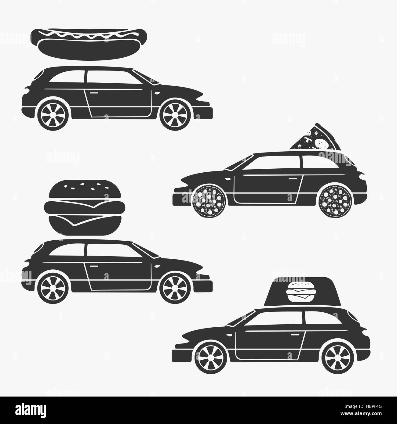 Delivery car pizza Cut Out Stock Images & Pictures - Alamy