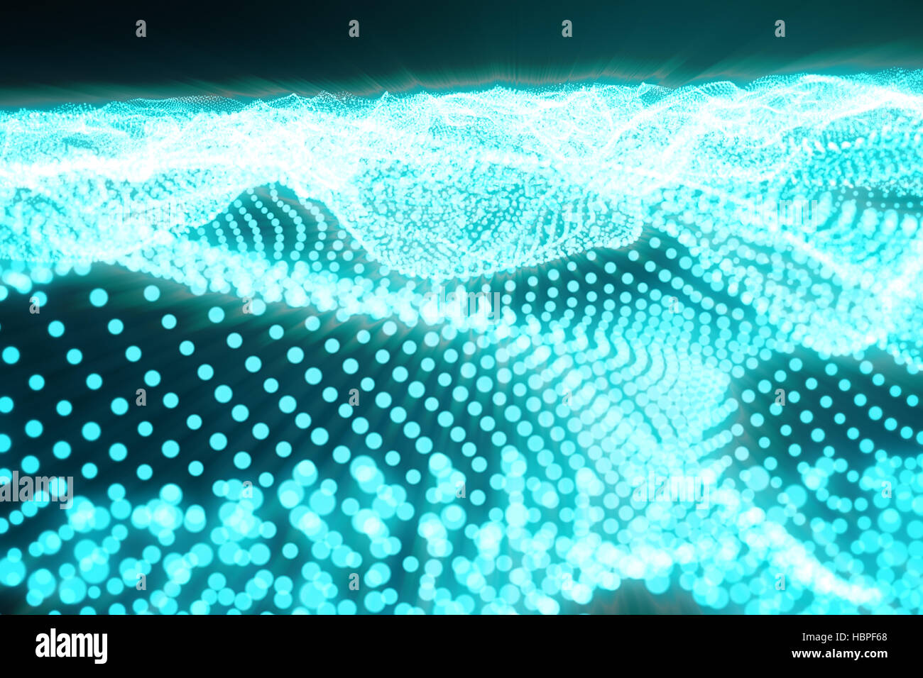 3d rendering blue abstract digital wave form on dark background ...