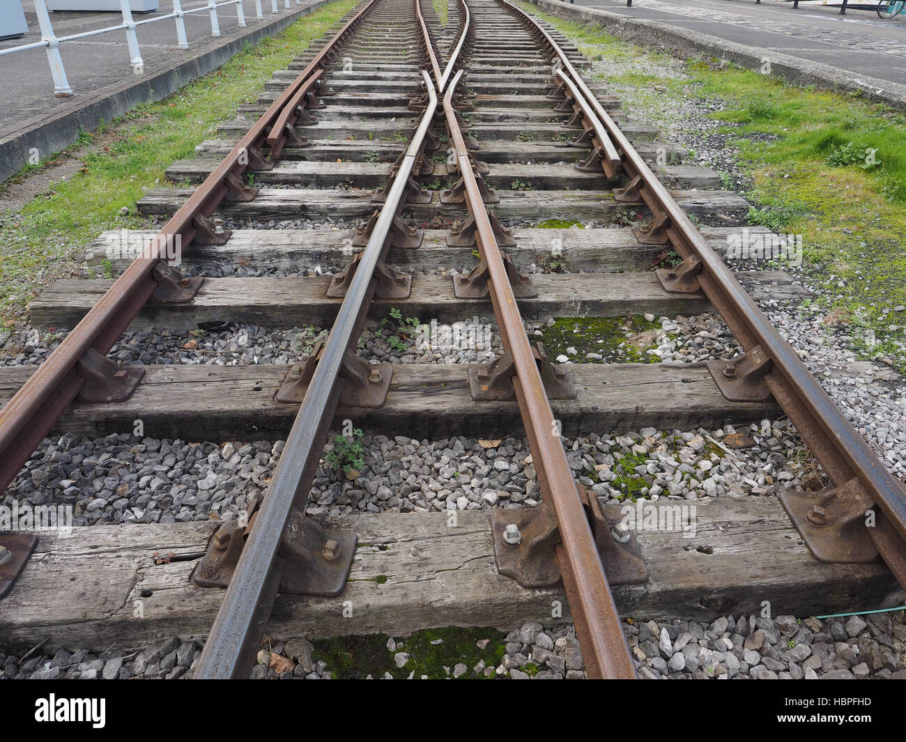 Railway track detail Stock Photo - Alamy