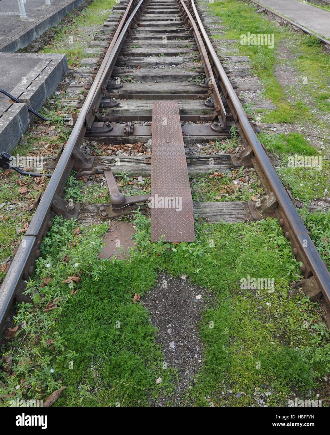 Railway track detail Stock Photo - Alamy