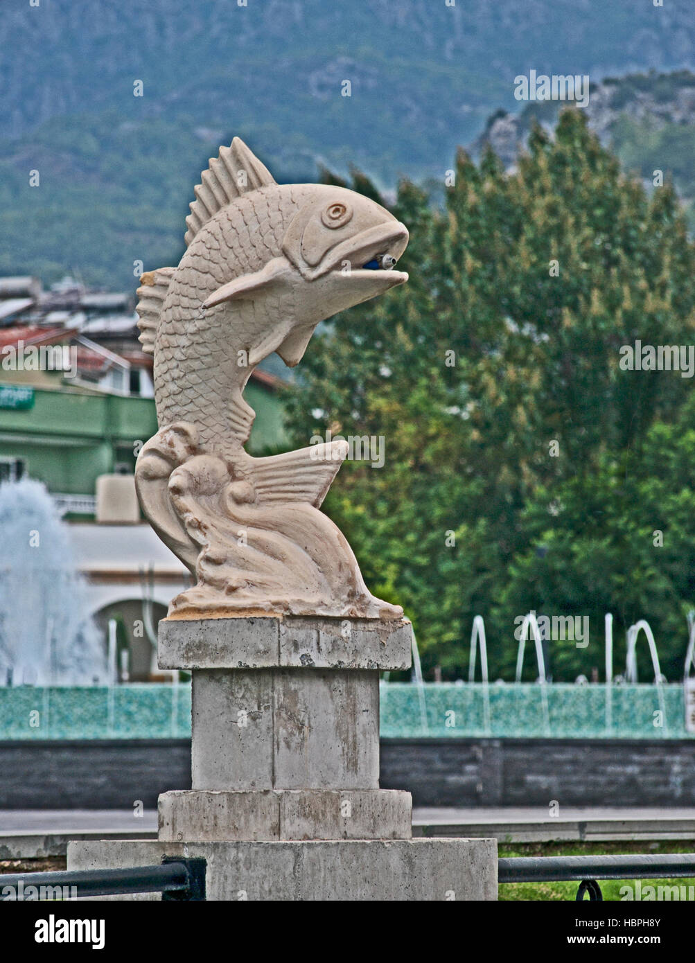 Marmaris, Fish Statue by Drainage Canal, Mugla, Agean Coastline, Turkey ...