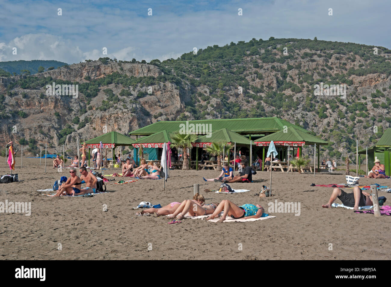Turtle Beach, Poles Marking the place of the Turtle nest, Dayyan, Agean ...