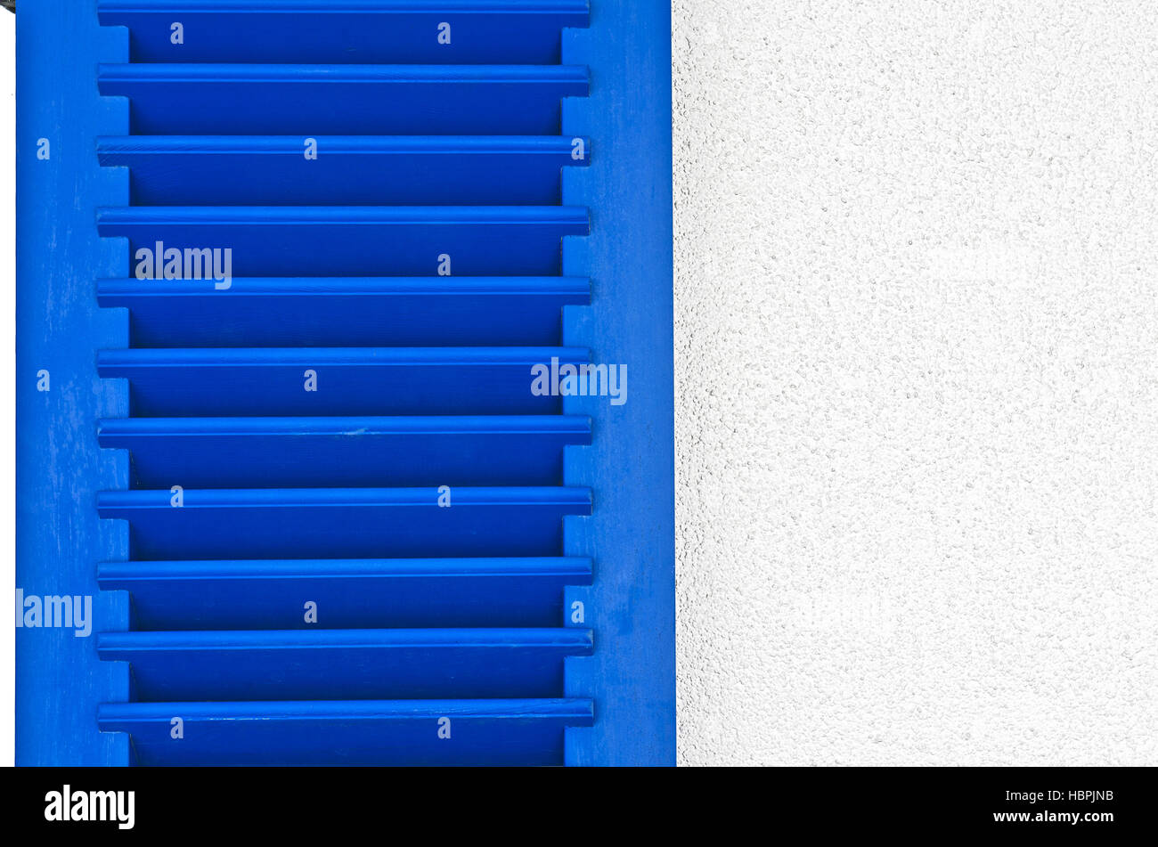 blue wooden window shutter with slats Stock Photo - Alamy