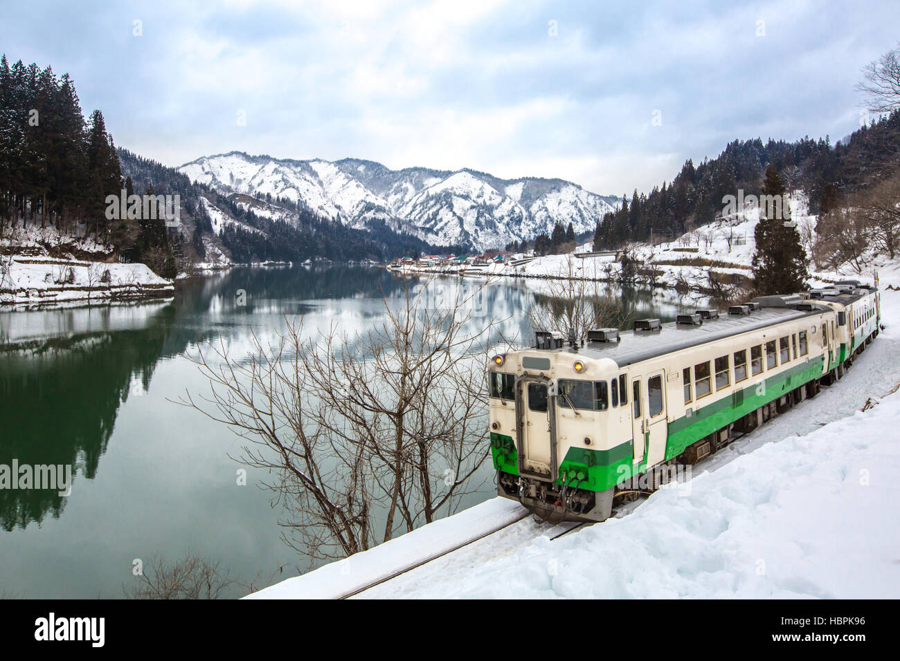 Train with Winter landscape Stock Photo - Alamy