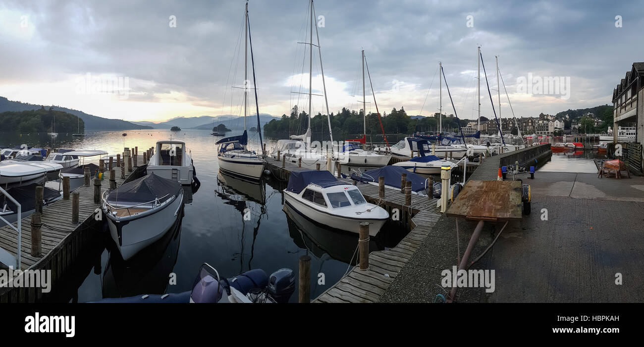 Bowness-on-Windermere, England - September 13, 2016: Panoramic view of ...