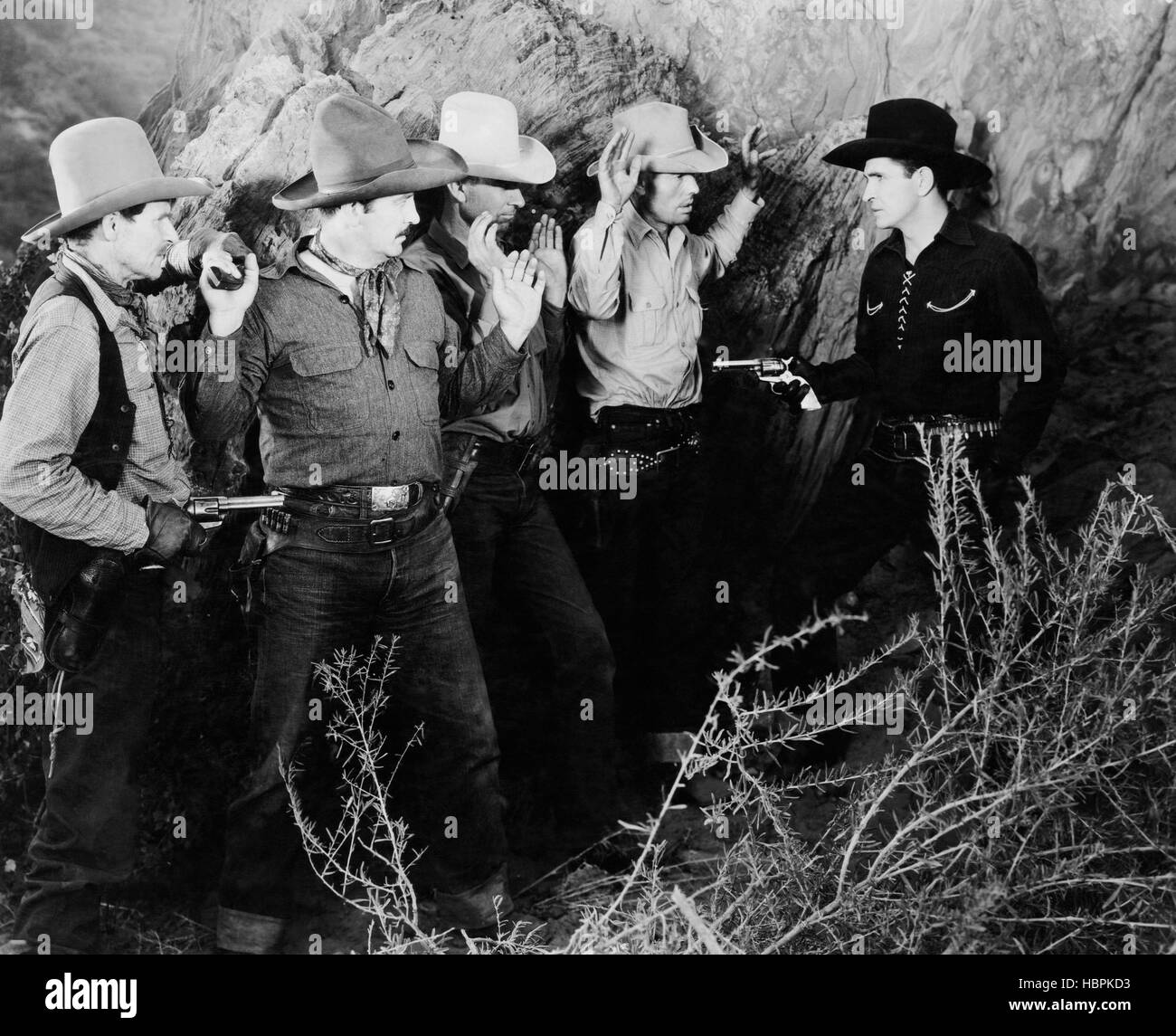 FEUD OF THE RANGE, from left: Budd Buster, Charles King, Victor Adamson ...