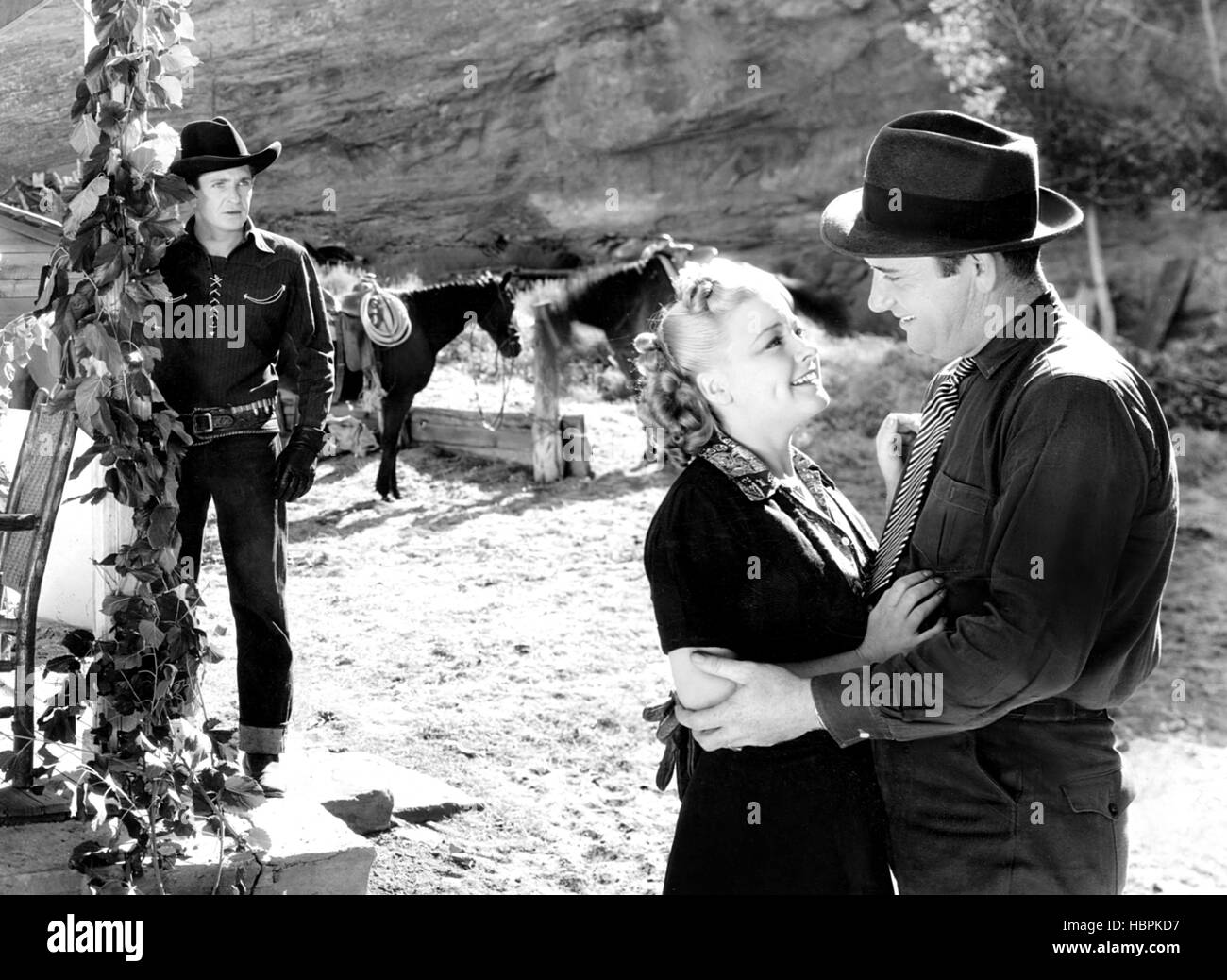 FEUD OF THE RANGE, first and second from left: Bob Steele, Gertrude ...