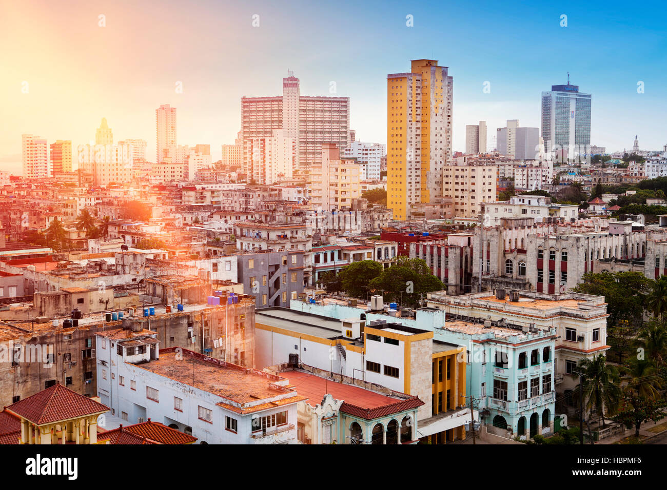 Cuba. Night Havana. The top view on the avenue Presidents Stock Photo ...