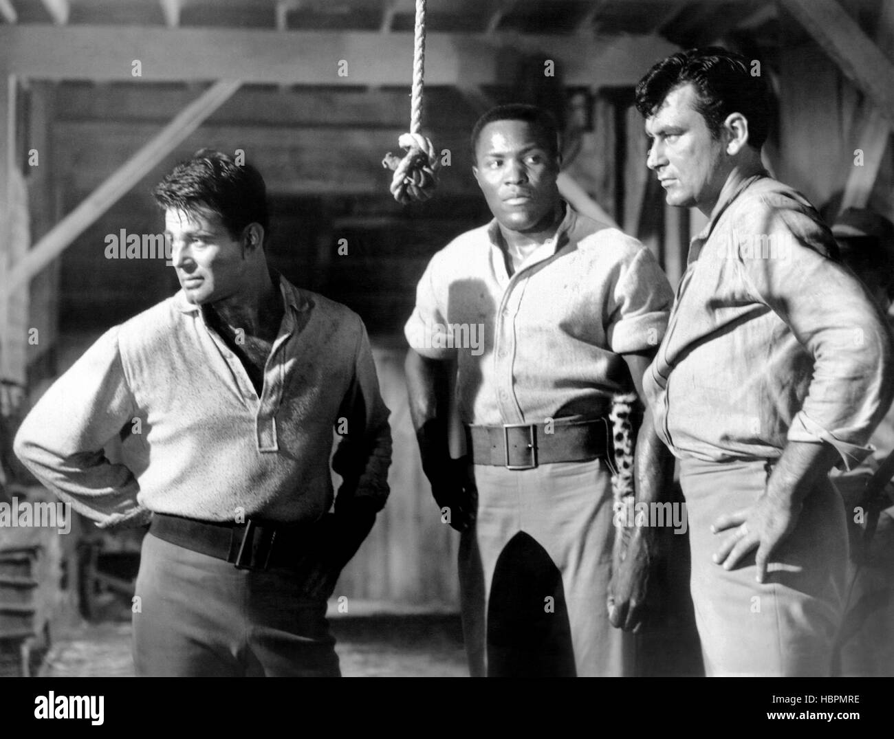 THE FIERCEST HEART, from left, Rafer Johnson, Stuart Whitman, Ken Scott ...