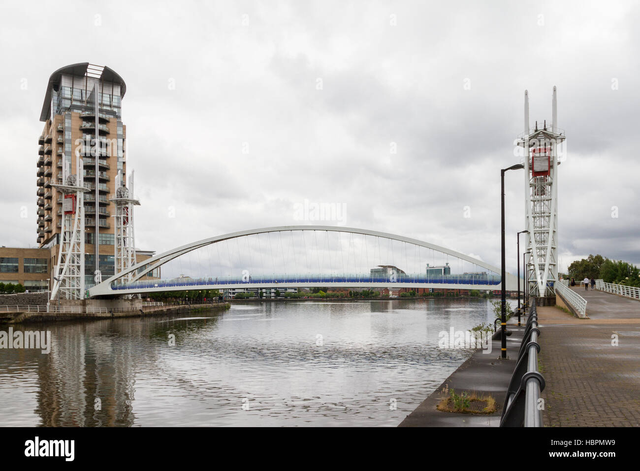 Manchester, England - June 12, 2016: Millenium bridge at the Salford ...
