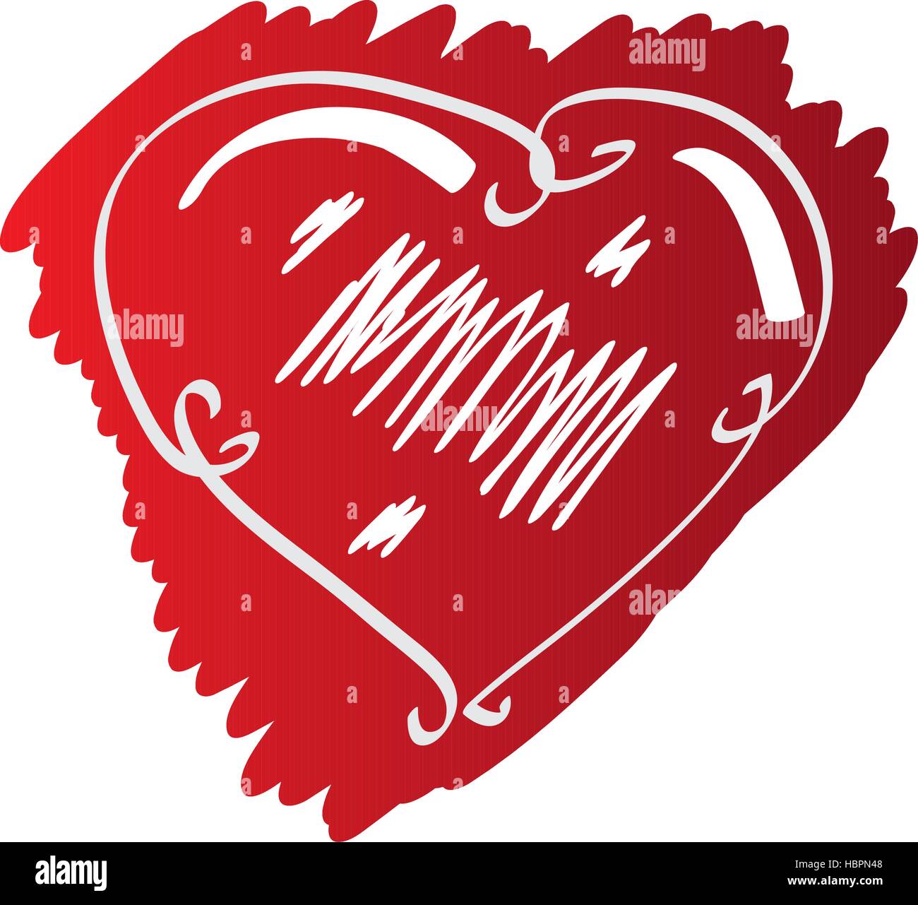 Isolated retro heart symbol on a red background, Vector illustration ...