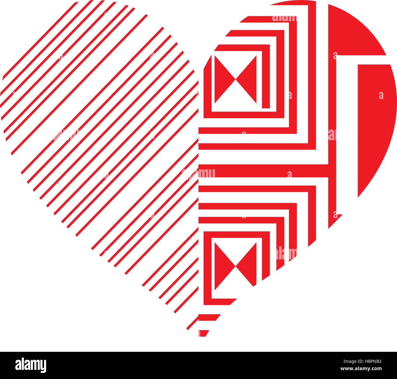 Isolated textured red heart shape symbol, Vector illustration Stock ...