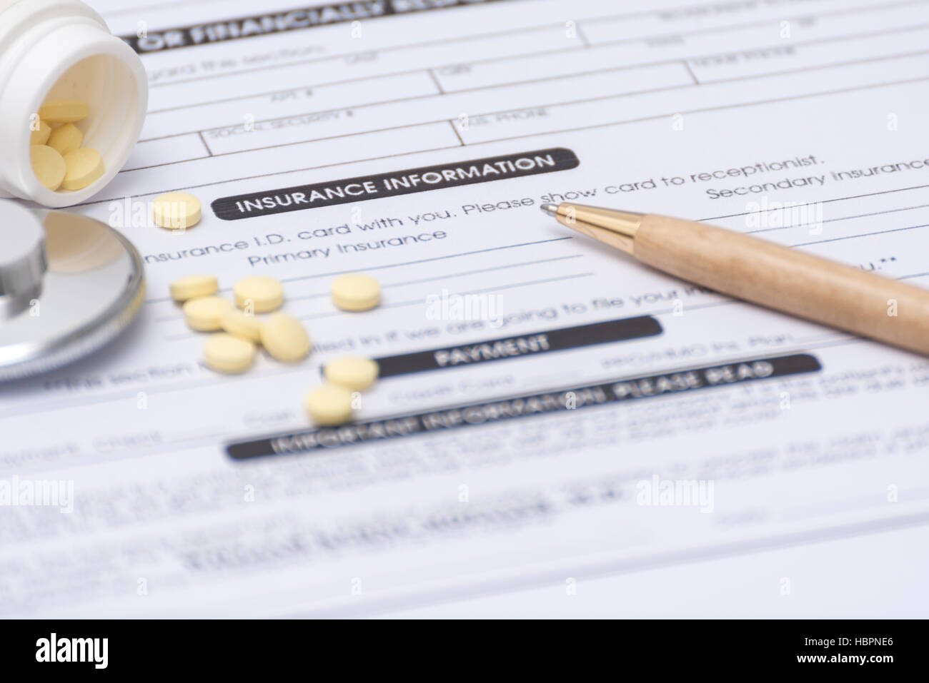 Close-up of patient information concept,medicine and pen on patient ...