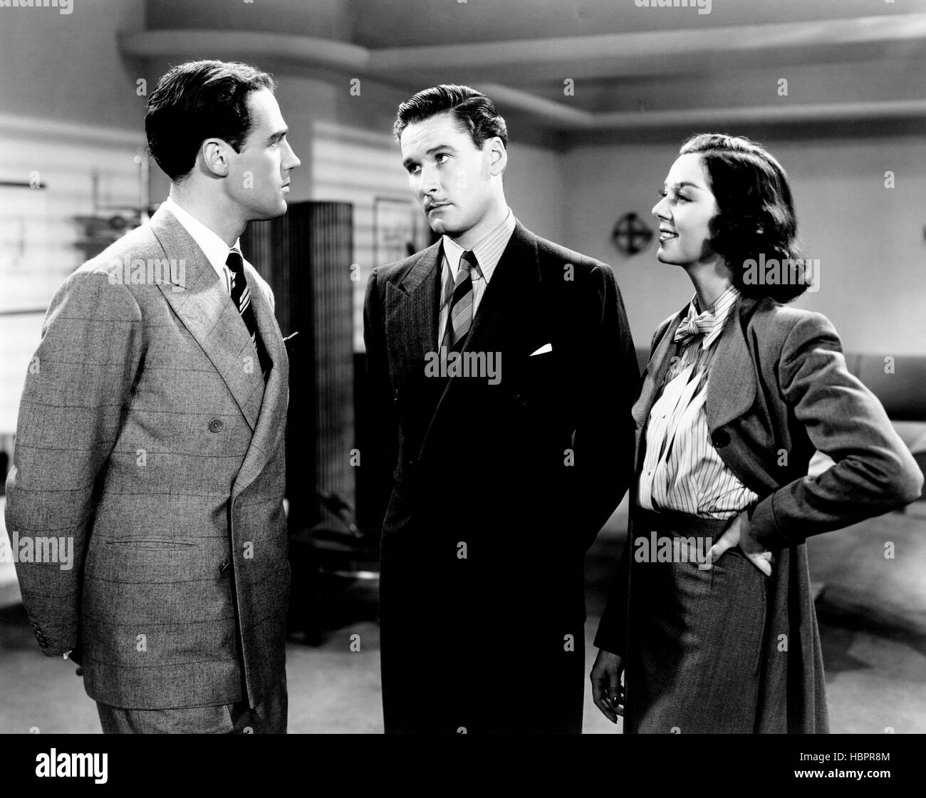 FOUR'S A CROWD, from left: Patric Knowles, Errol Flynn, Rosalind ...
