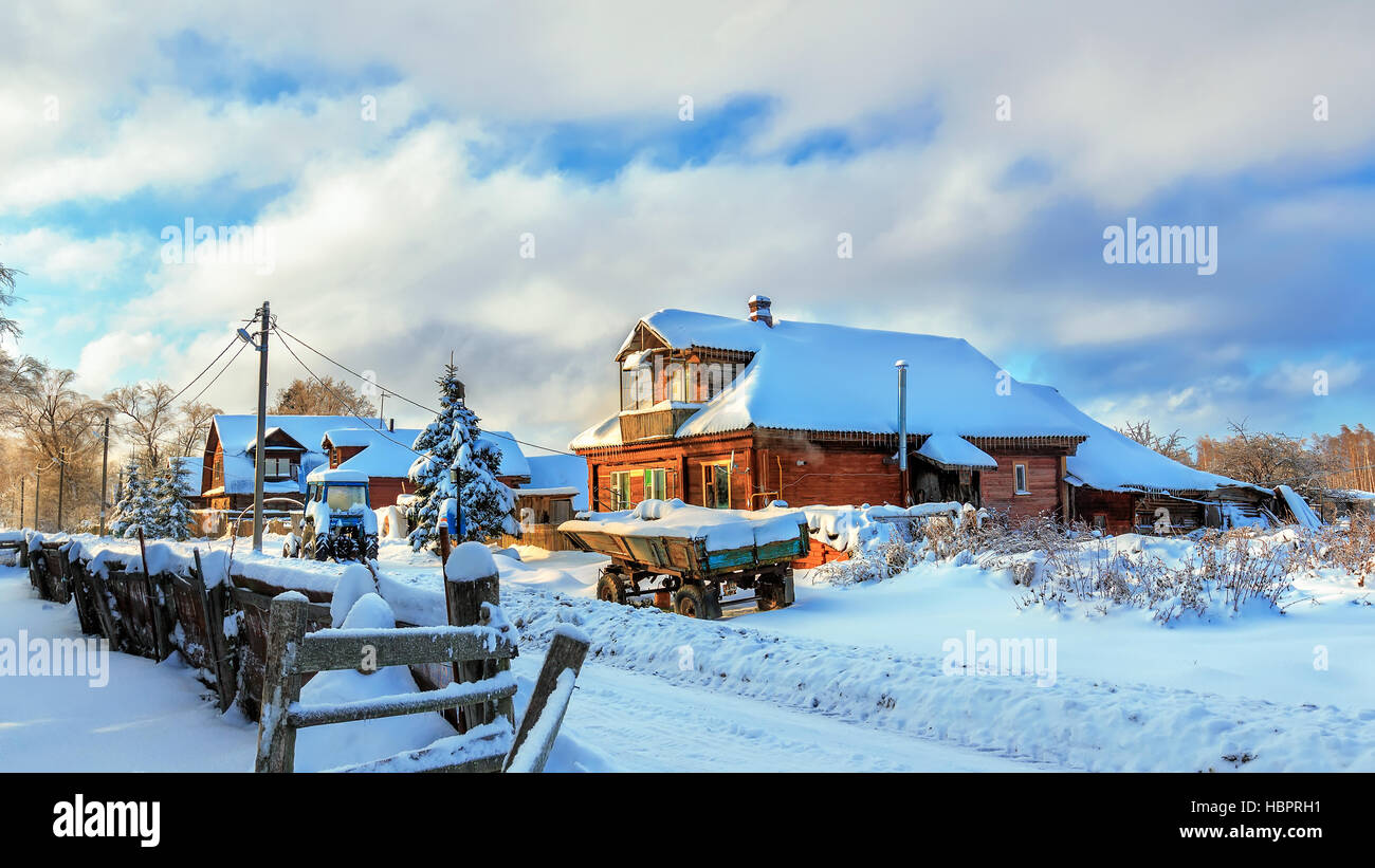 Winter Russian village Stock Photo - Alamy