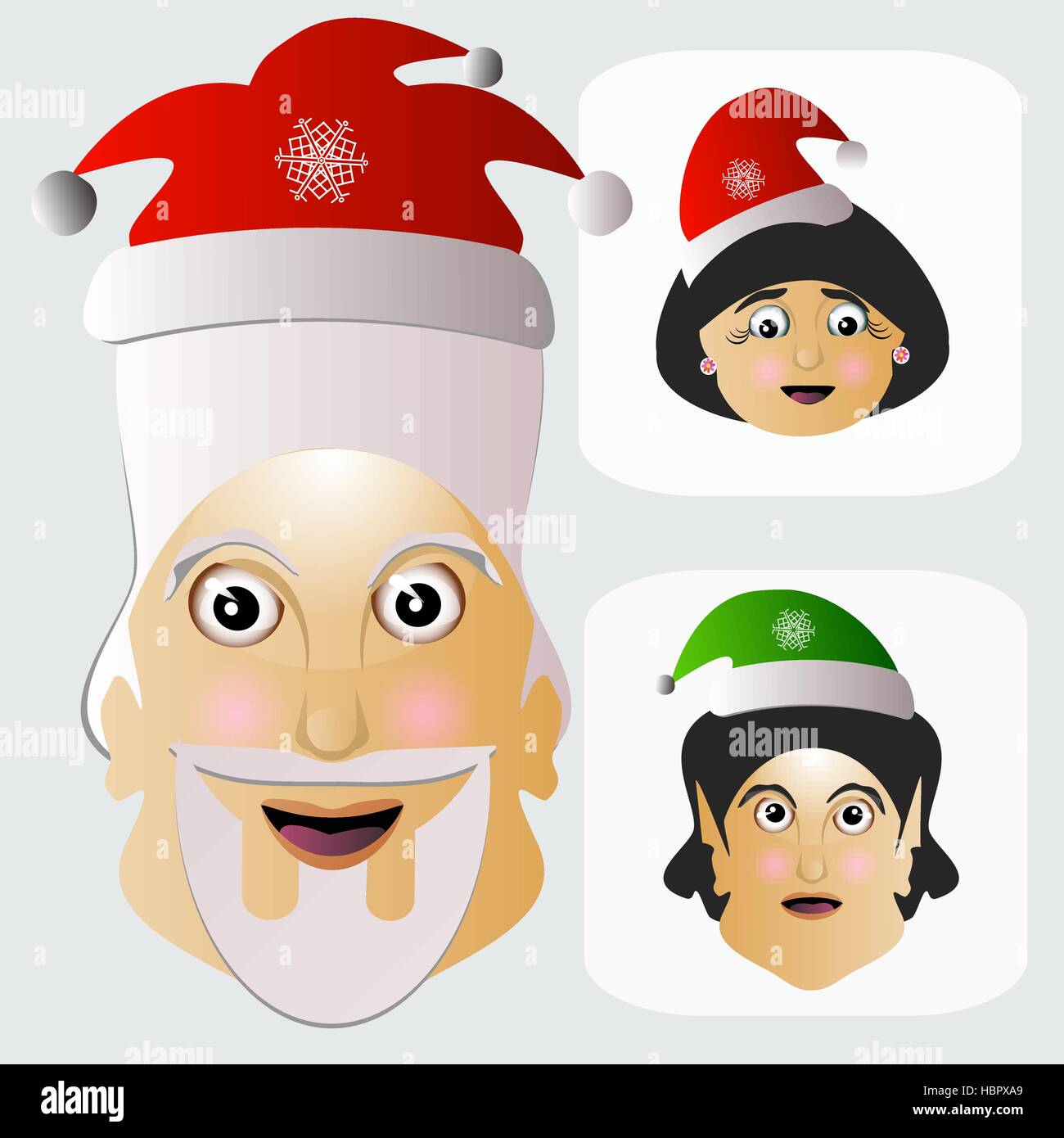 Santa Claus plain simple ordinary light with Mrs Santa Claus and an elf ...