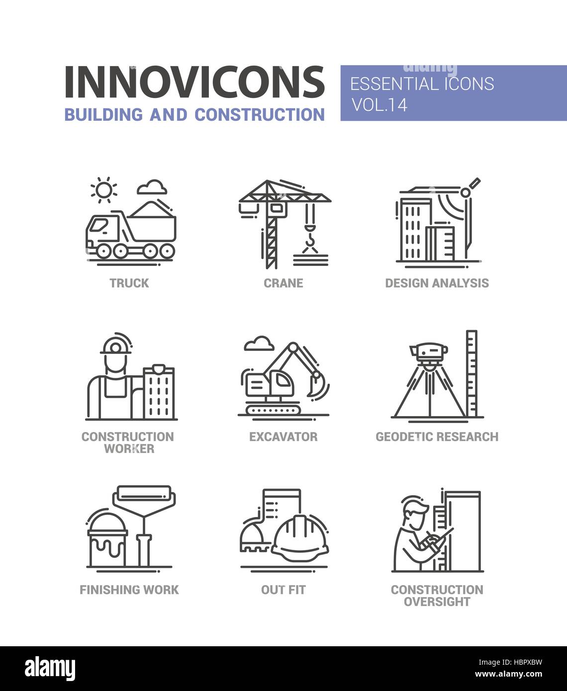 Building and construction line design icons Stock Vector Image & Art ...