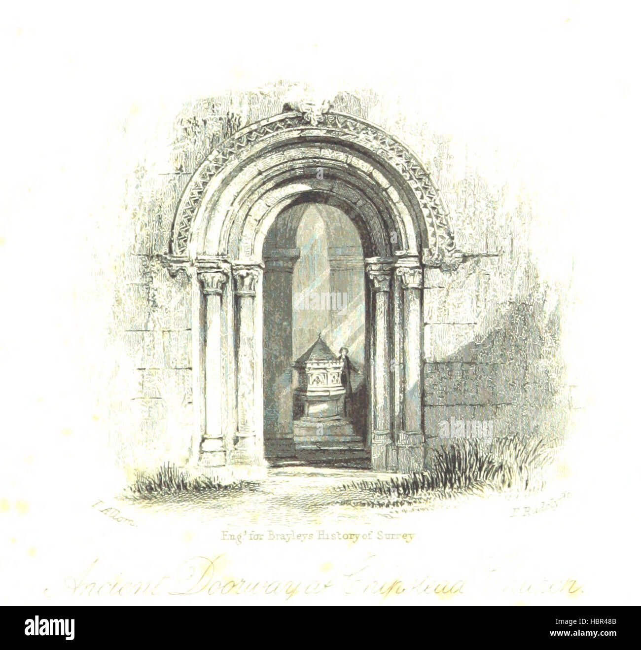This page from 'A Topographical History of Surrey' provides geographic ...
