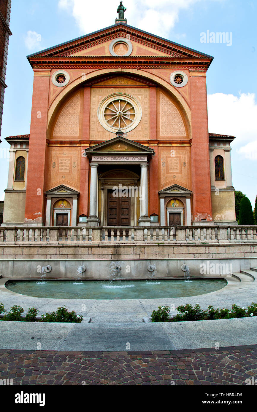 in the legnano old church closed brick tower sidewalk italy lombardy ...