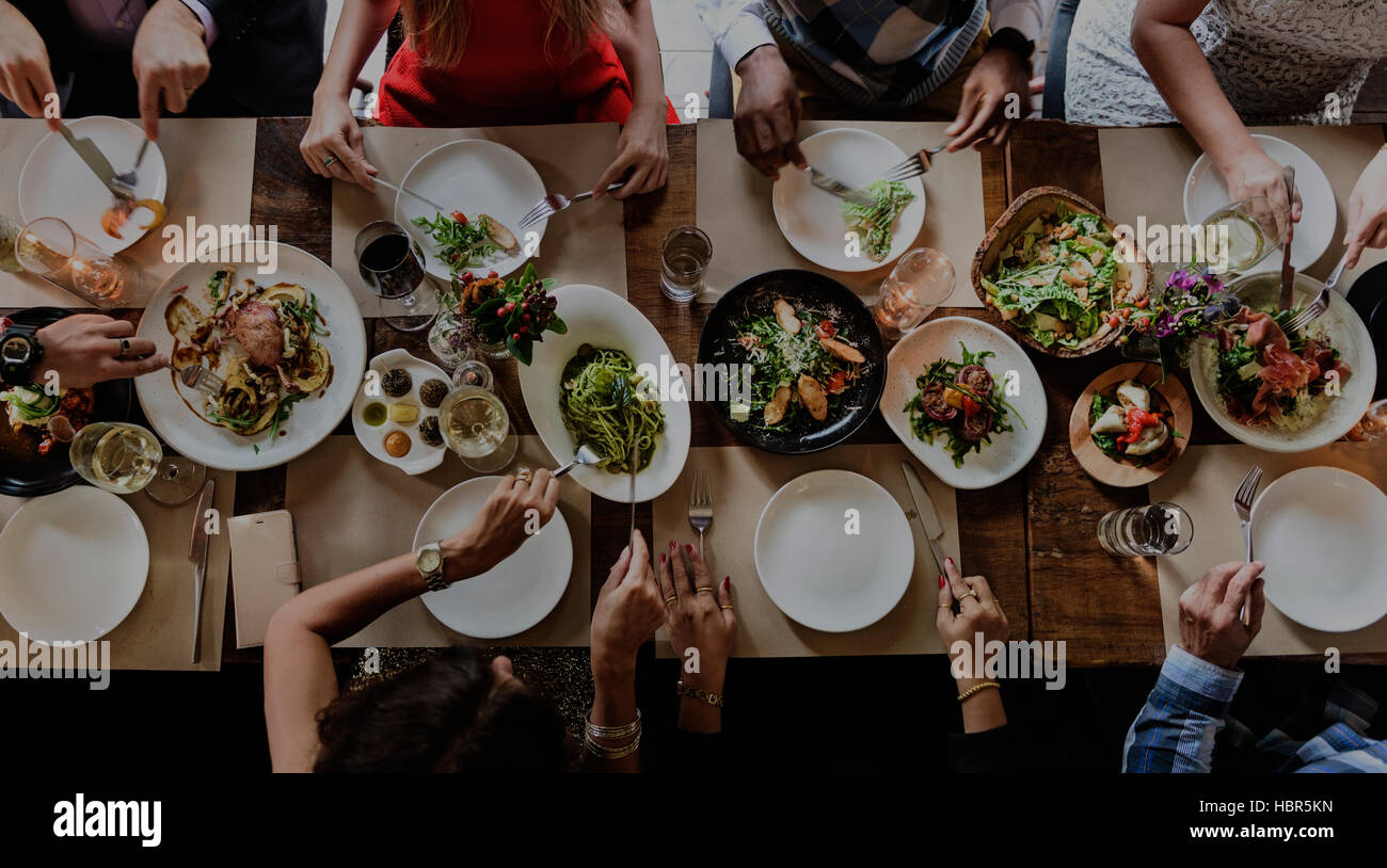 People Friendship Food Cuisine Happiness Concept Stock Photo - Alamy
