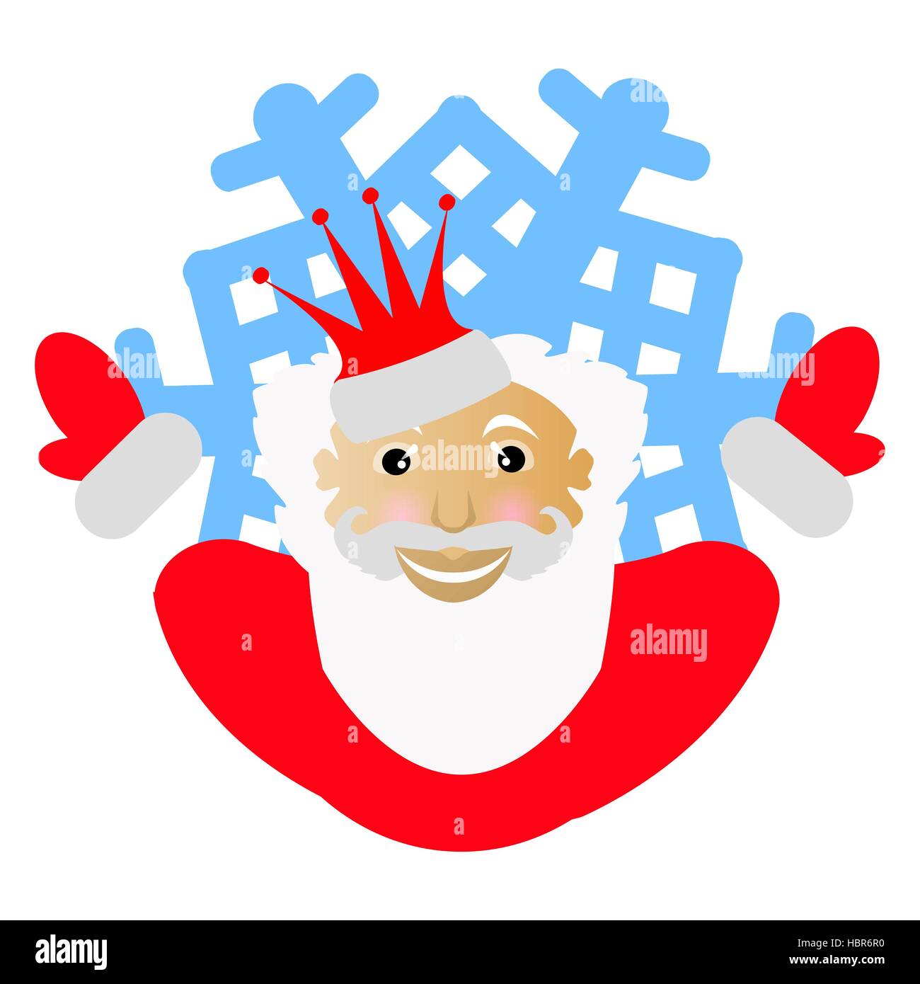 Santa Claus in a red crown in the form of a snowflake an icon. to part ...