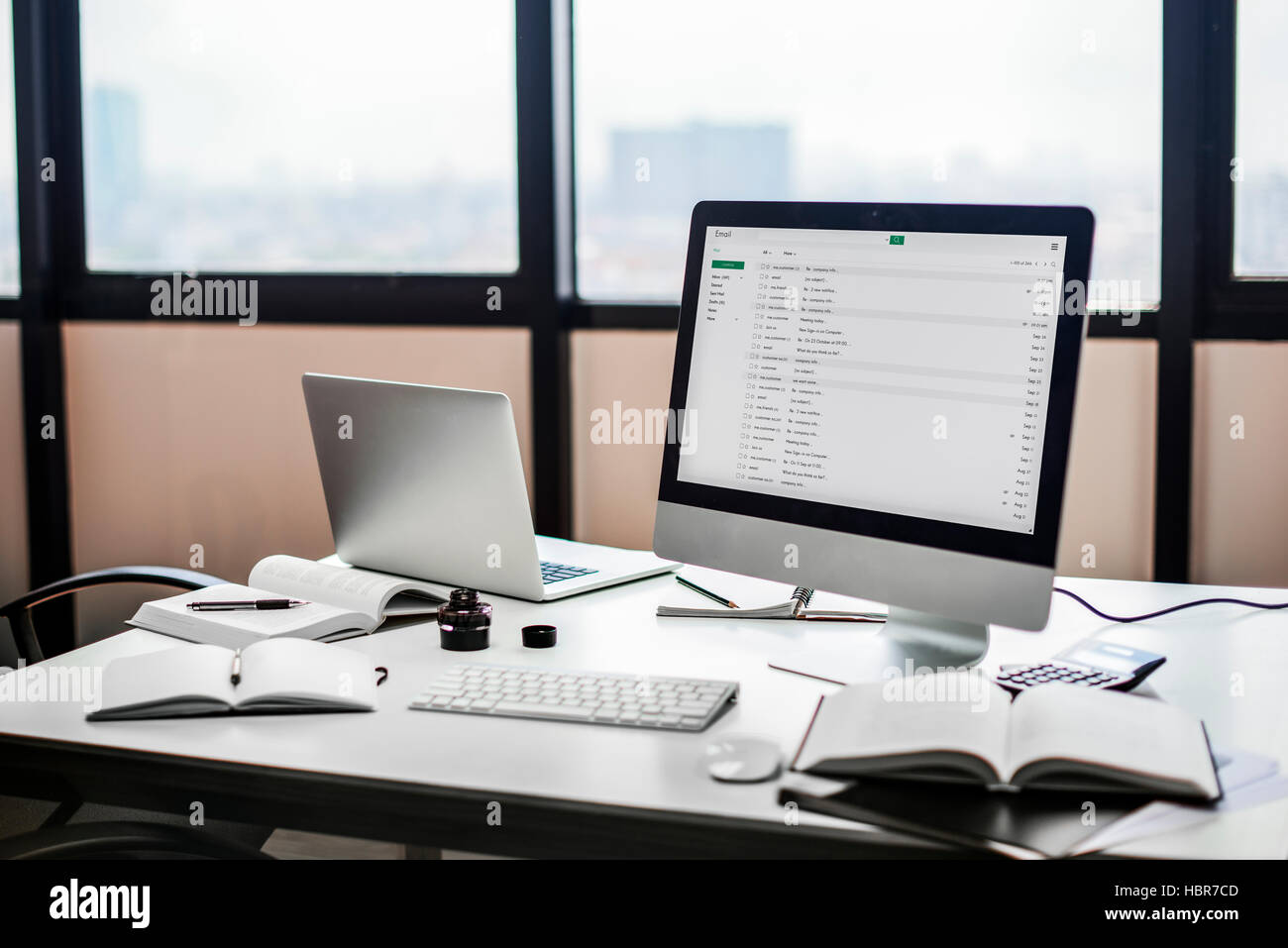 Stationary Workplace Workspace Style Computer Concept Stock Photo - Alamy