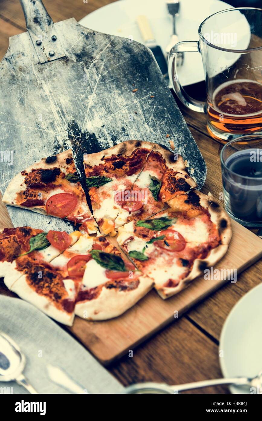 Pizza Homemade Dinner Table Concept Stock Photo - Alamy