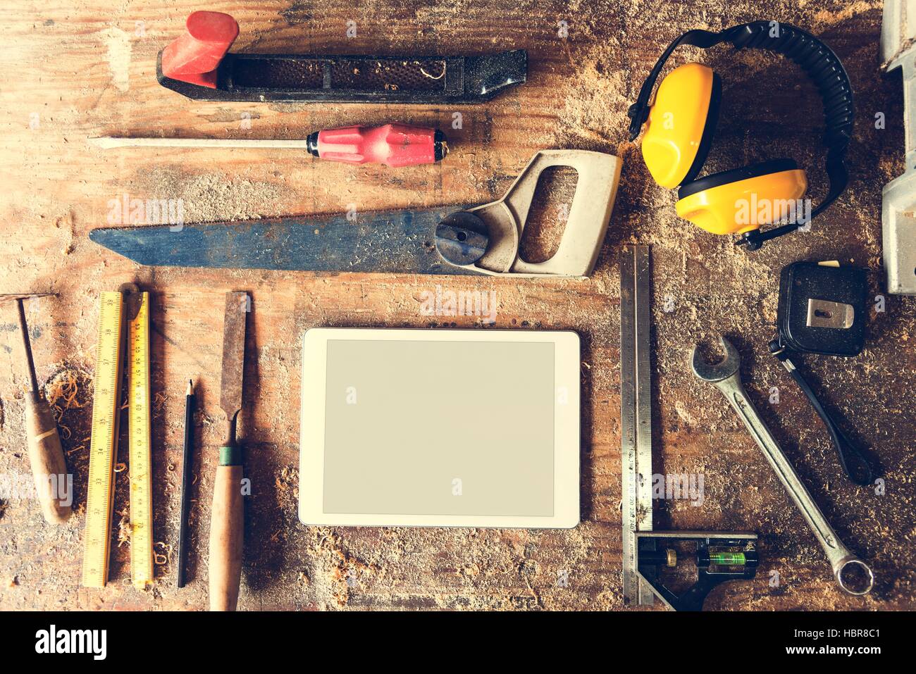 Woodeshop Timber Lumber Professional Tools Concept Stock Photo - Alamy