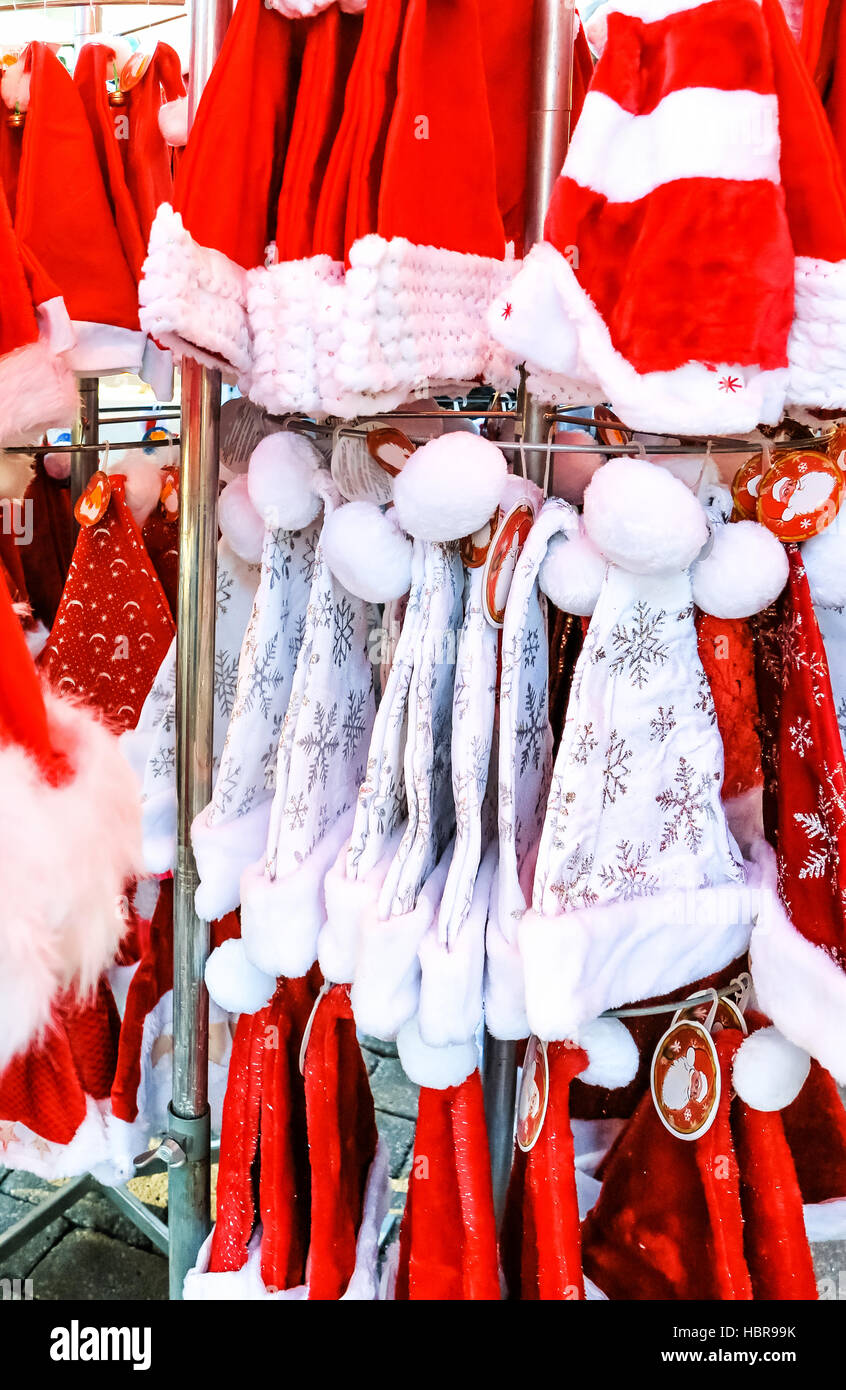 Santa Claus hats Stock Photo - Alamy