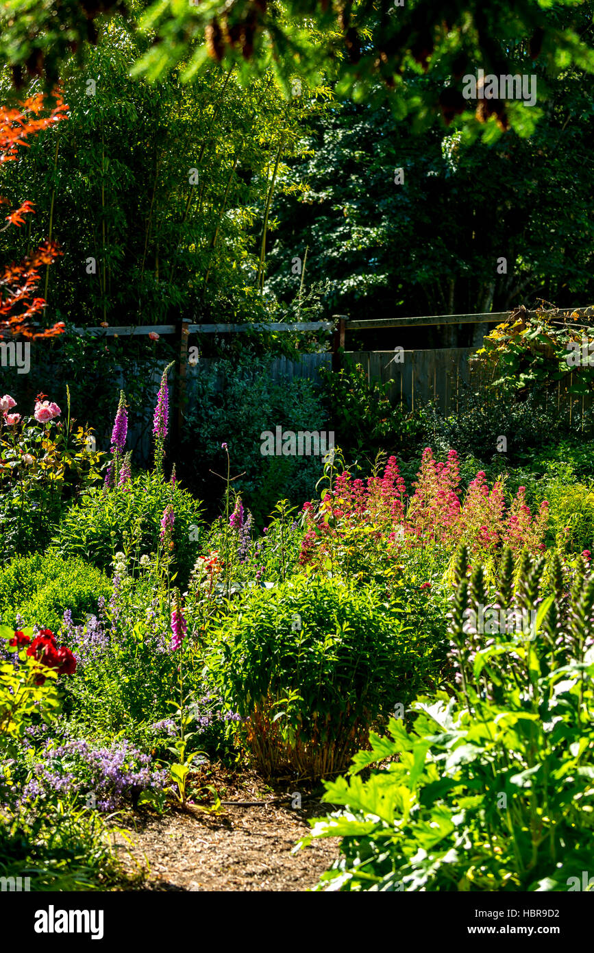 A peaceful gentle garden on Vashon Island in the Pacific Northwest of ...