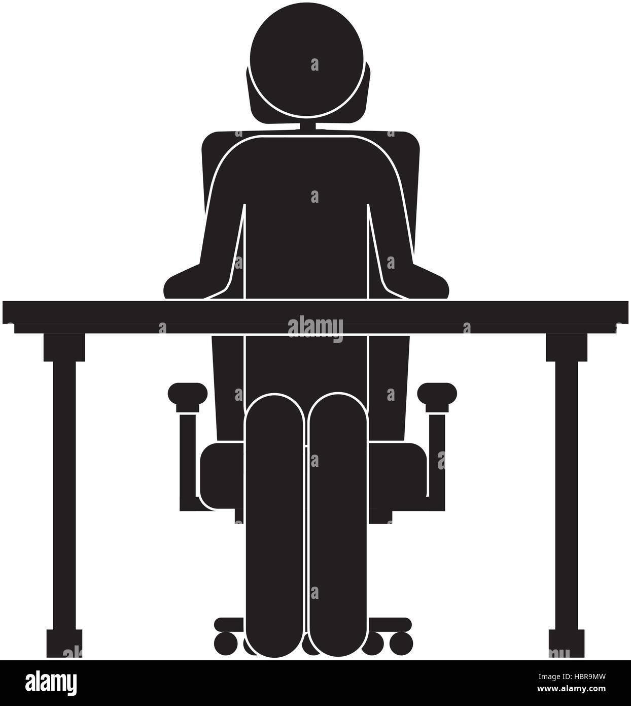 monochrome silhouette with manager in office fron view Stock Vector ...