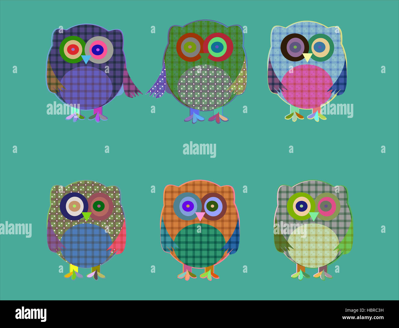 set of cute textile owls Stock Photo - Alamy