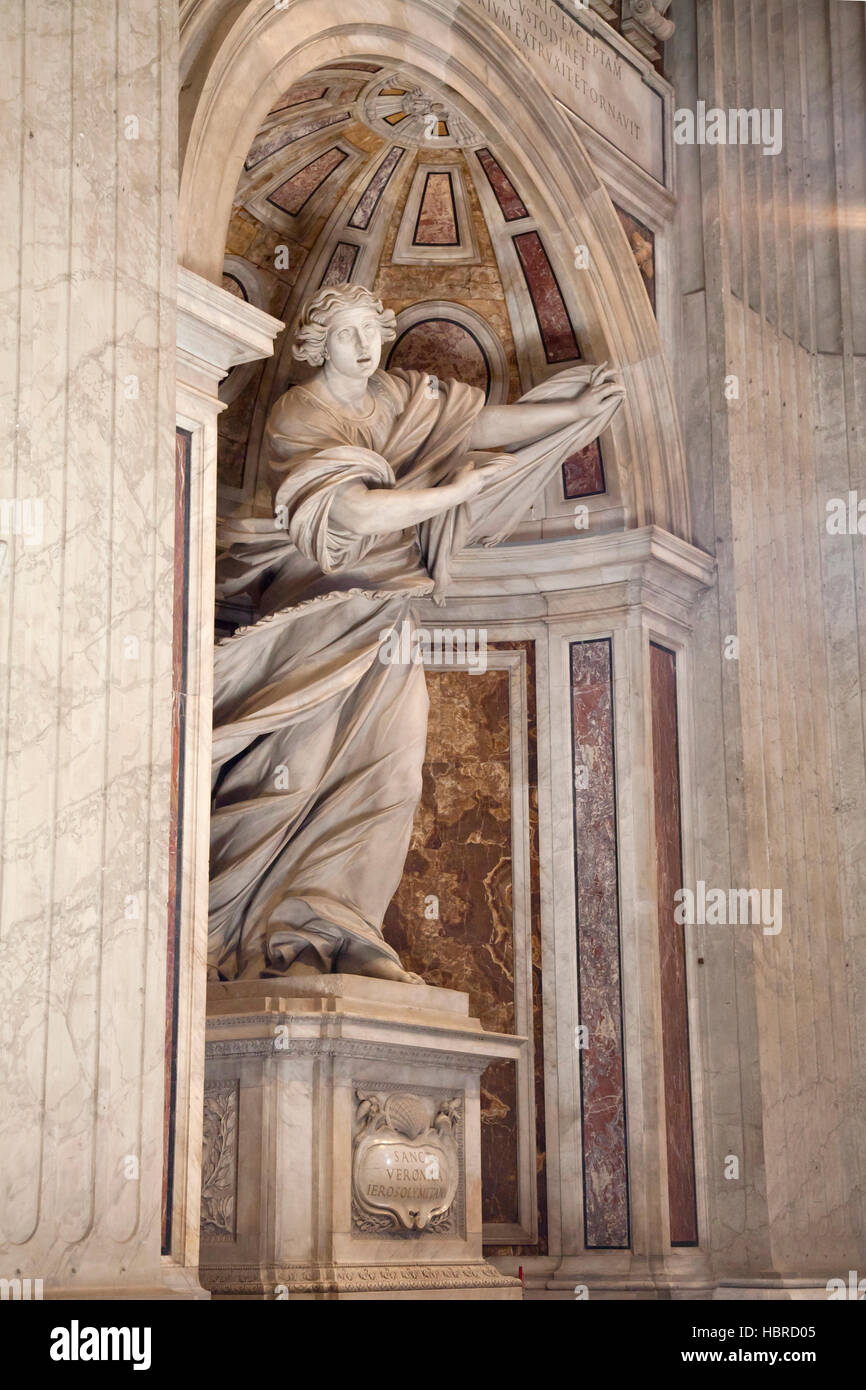 Rome, St Peter's basilica, marble statue of St Veronica by Francesco ...