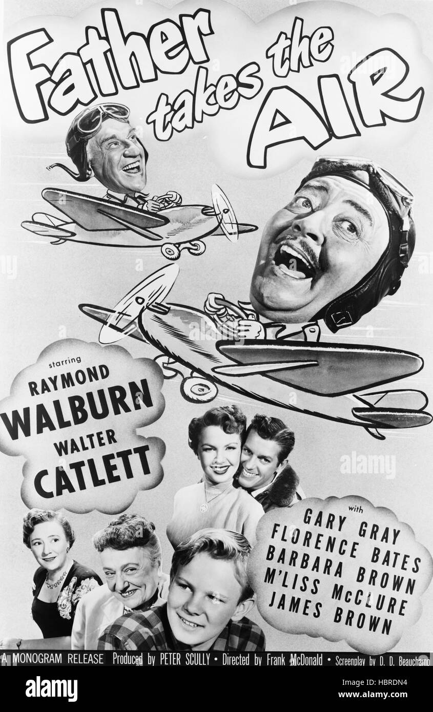 FATHER TAKES THE AIR, US poster, top from left: Walter Catlett, Raymond ...
