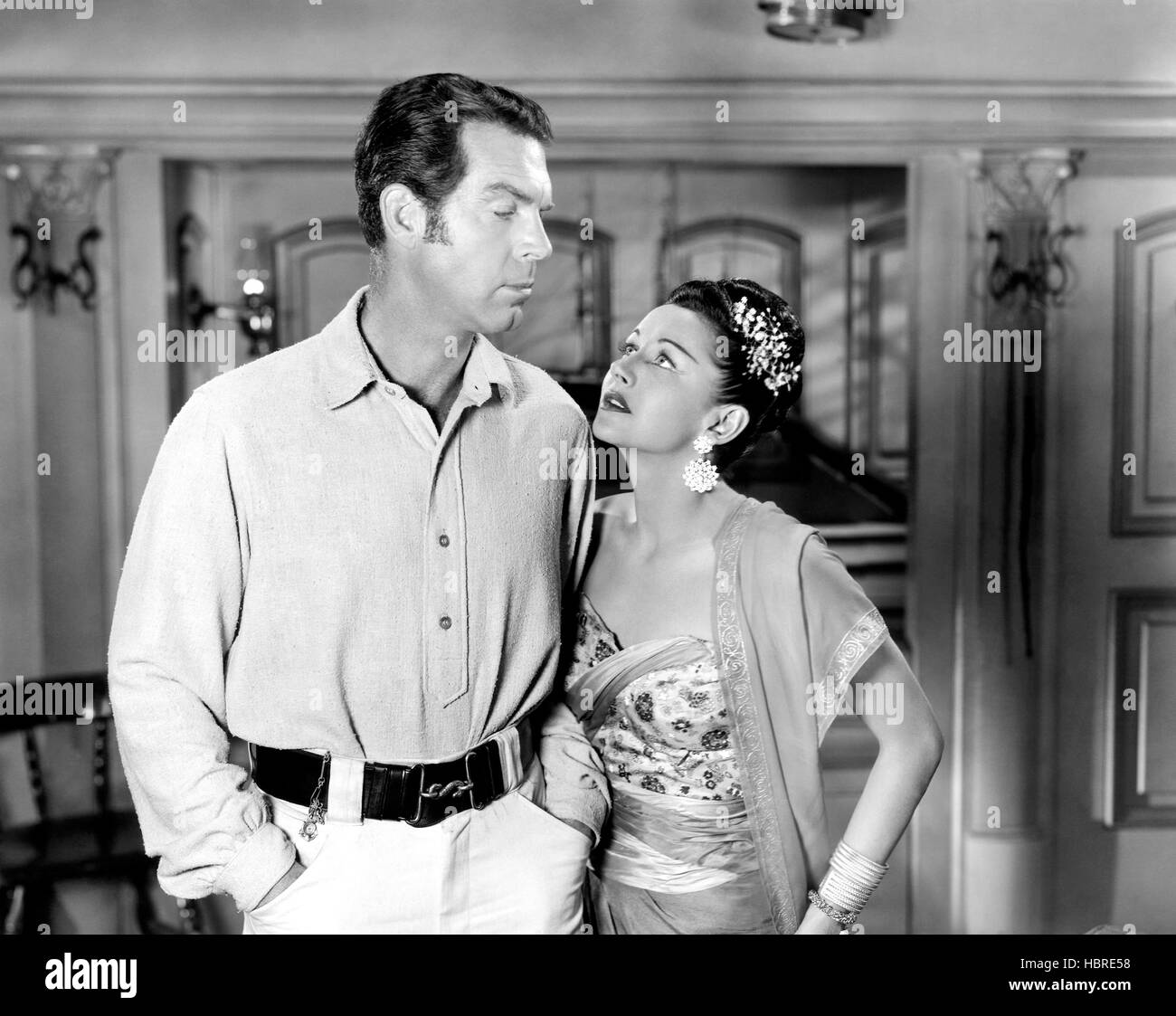 FAIR WIND TO JAVA, from left, Fred MacMurray, Vera Ralston, 1953 Stock ...