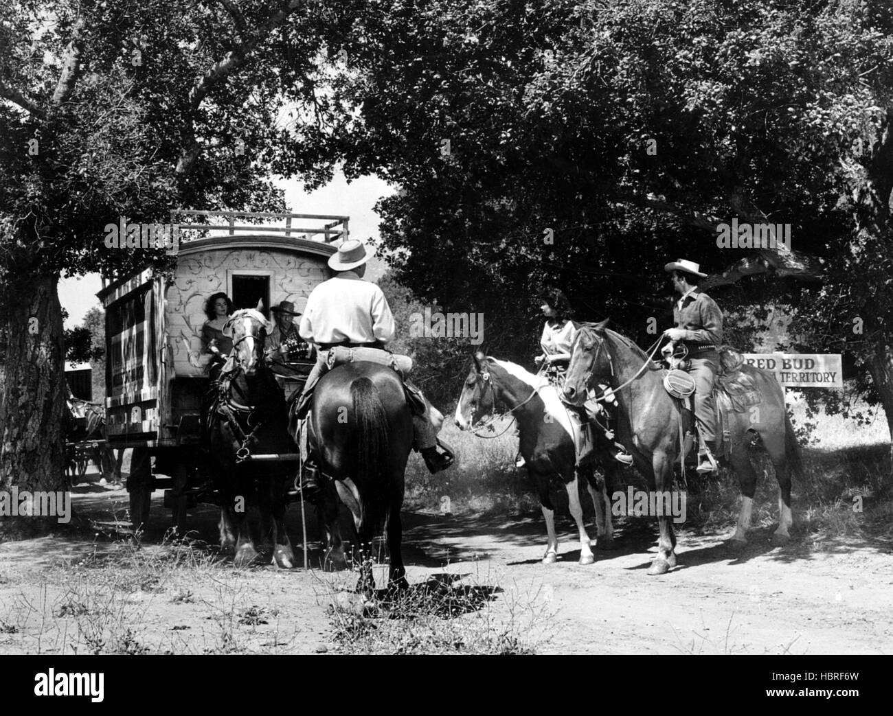 FLESH AND THE SPUR, second from right: Marla English, 1957 Stock Photo ...