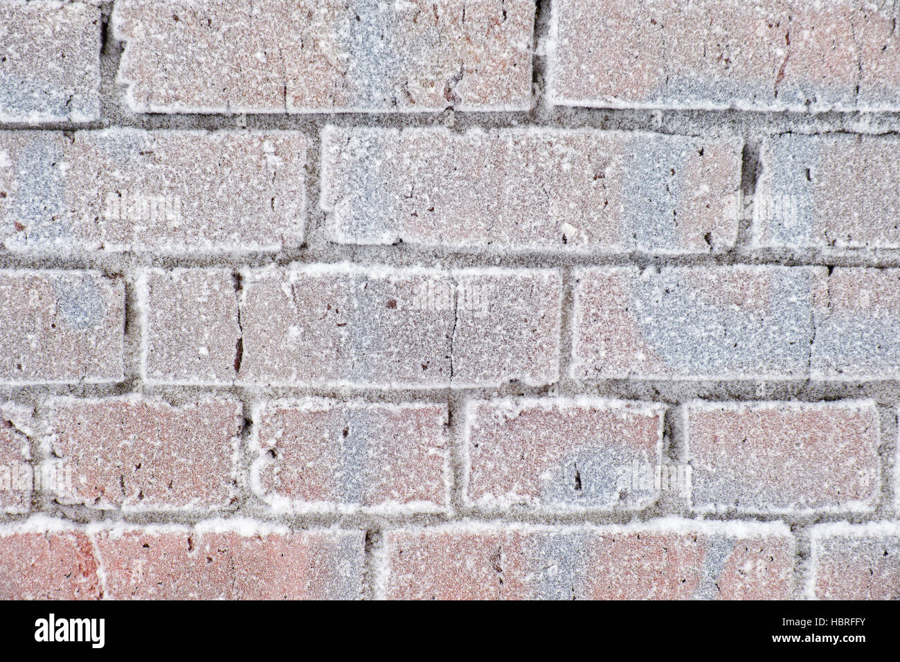Frozen brick wall covered by hoarfrost Stock Photo - Alamy