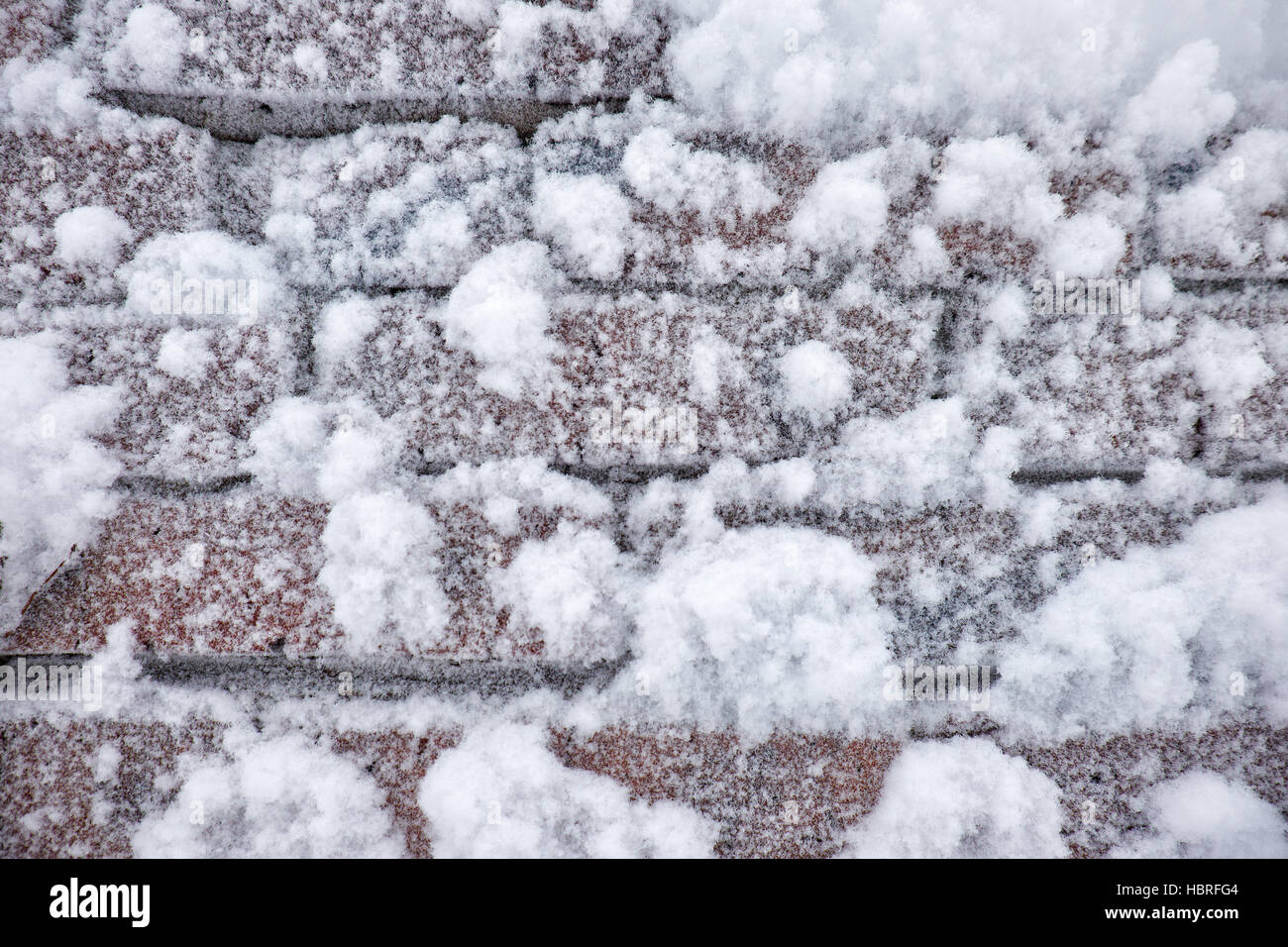 Frozen brick wall covered by hoarfrost Stock Photo - Alamy
