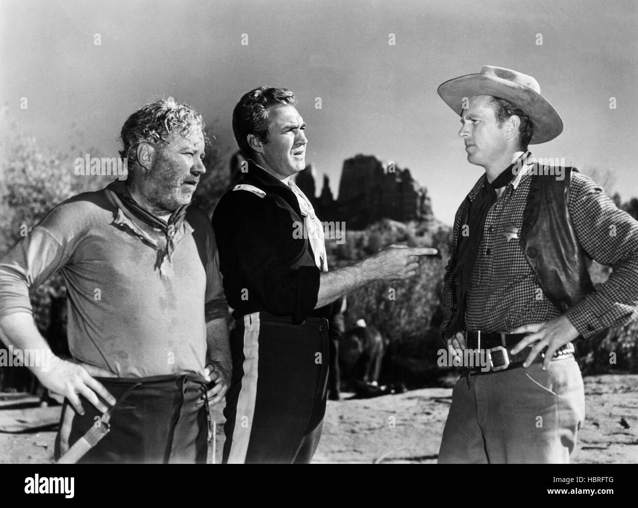 FLAMING FEATHER, from left, Edgar Buchanan, Forrest Tucker, Sterling ...
