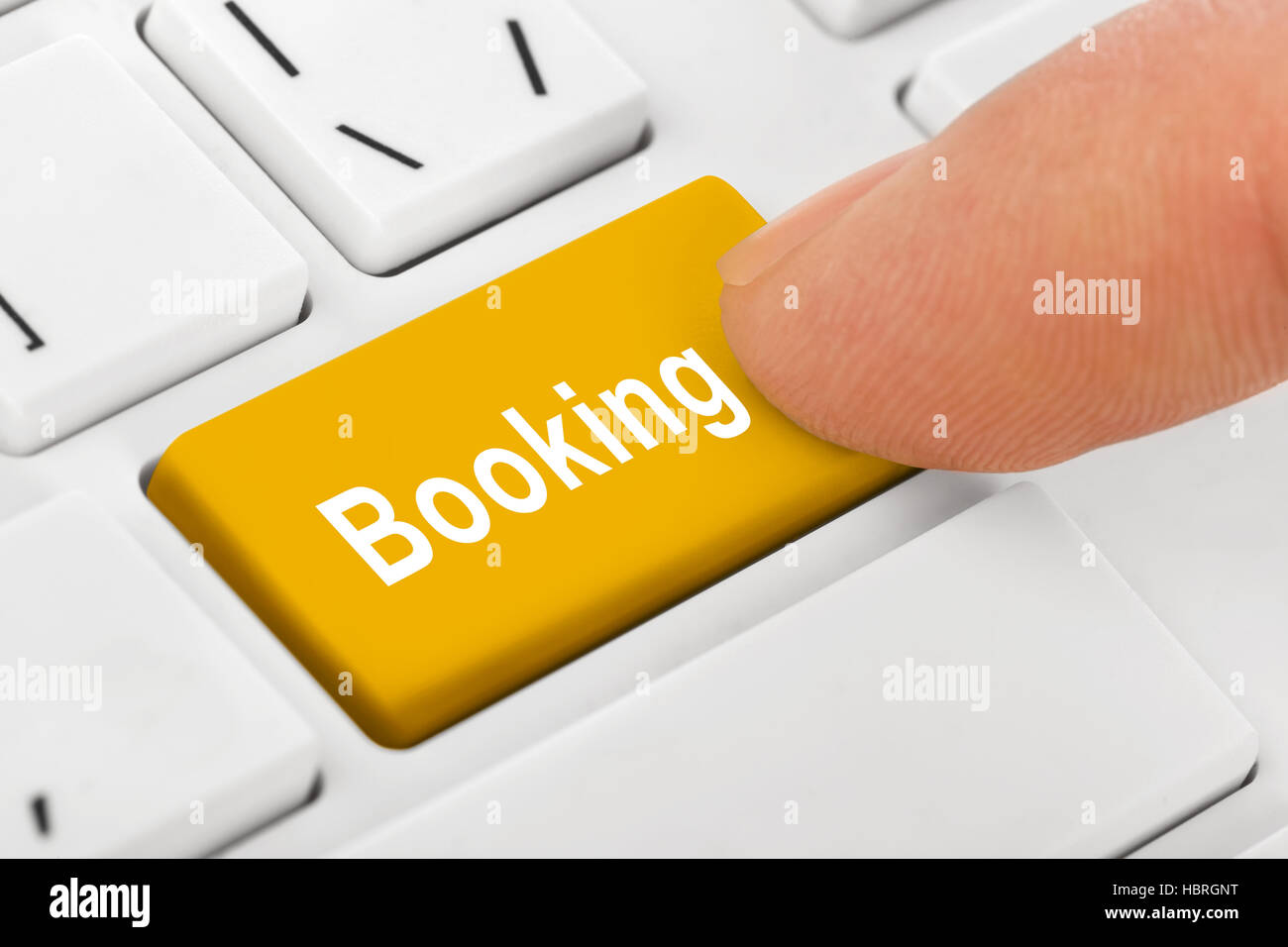 Computer keyboard with Booking key Stock Photo - Alamy