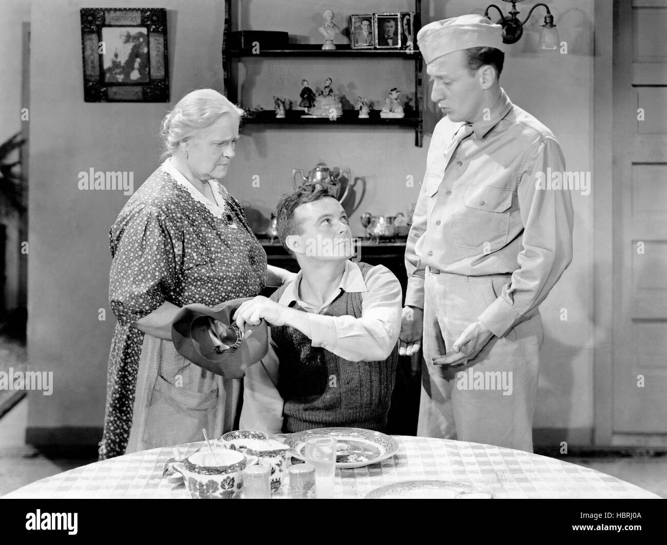 FOLLOW THE LEADER, from left: Mary Gordon, Leo Gorcey, Huntz Hall, 1944 ...
