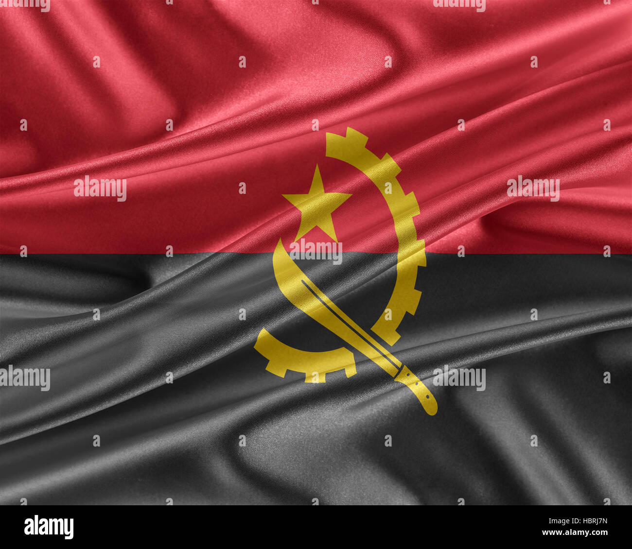 Angola flag with a glossy silk texture Stock Photo - Alamy