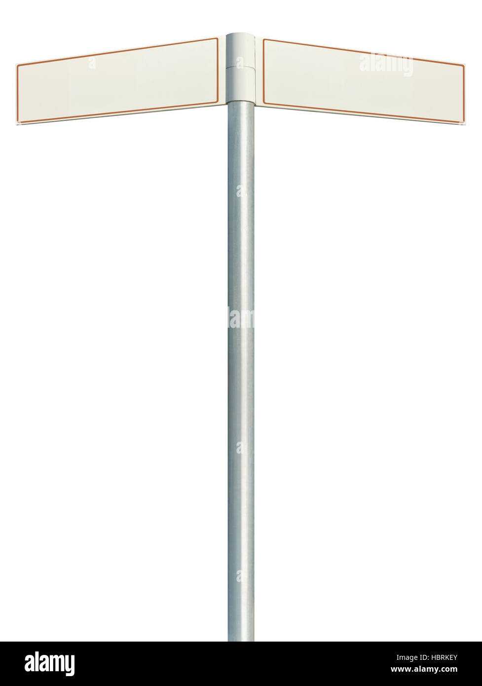 Direction road signs, two empty blank signpost signages, isolated ...